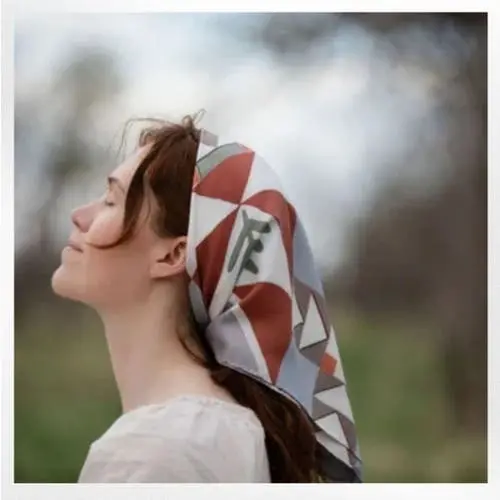 MATTY MILLER STUDIO 100% Silk Scarf Heirloomfolk Quilt Pattern - 35 X 35"
